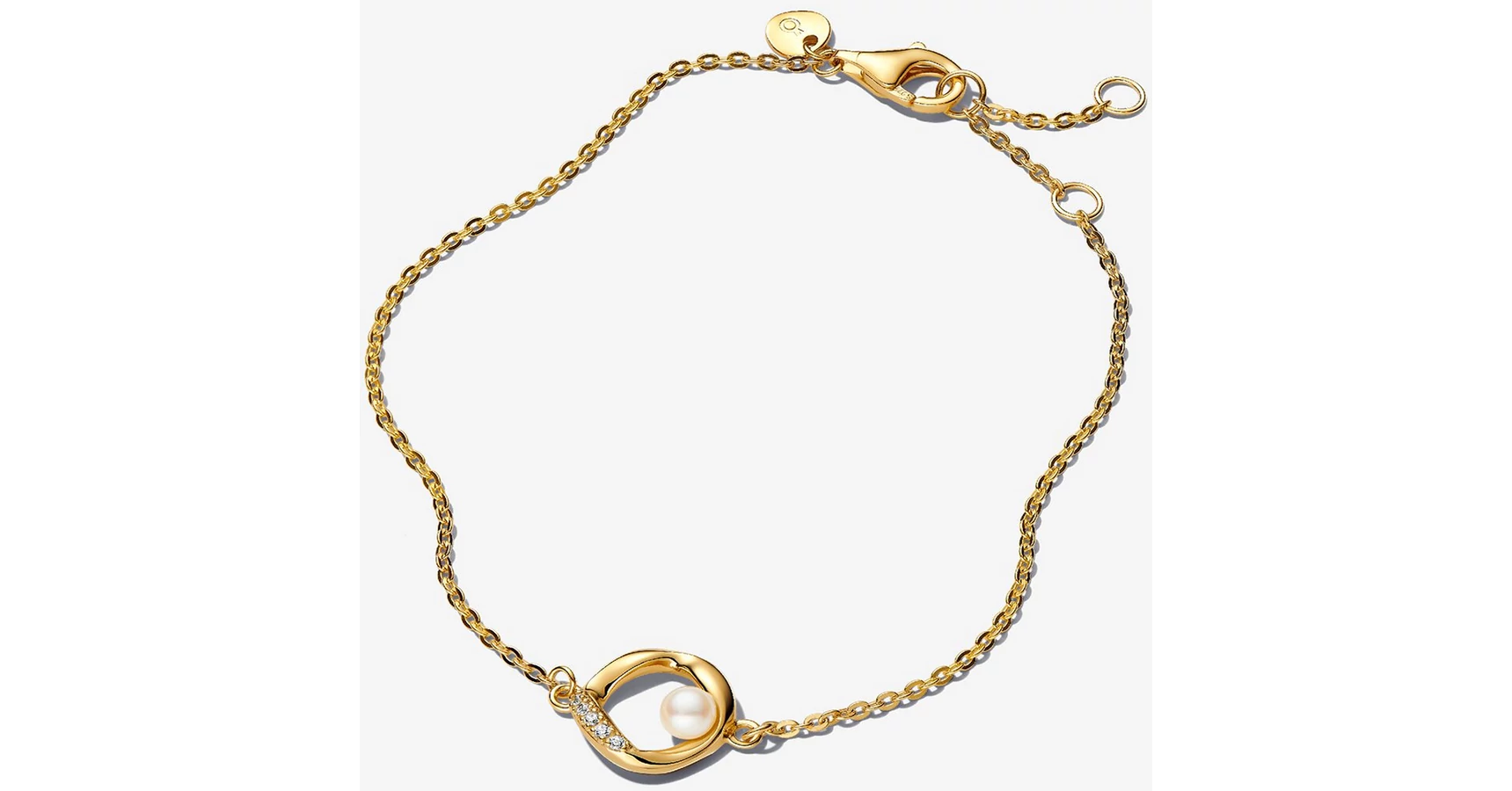 Pandora arany organikus formájú pavé kör & tenyésztett gyöngy karkötő ...